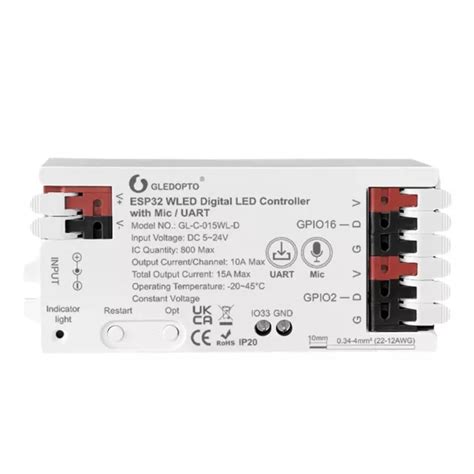 Esp32 Wled Led Light Strip Controller Mic Uart Download Music1077 £22