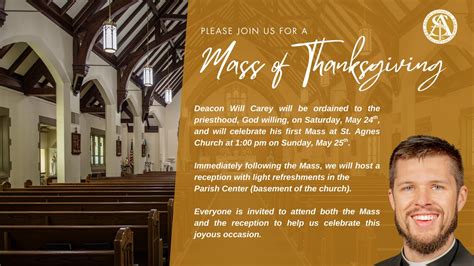 Please Join Us For A Mass Of Thanksgiving St Agnes Catholic Parish