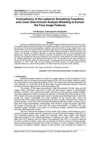 Contradictory Of The Laplacian Smoothing Transform And Linear Discriminant Analysis Modeling To