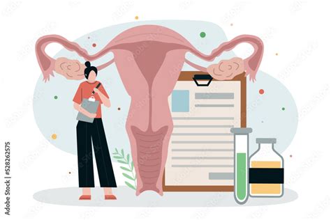 Doctor Examine Uterus Woman Conduct Examination Of Female Genital Organs For Disease And