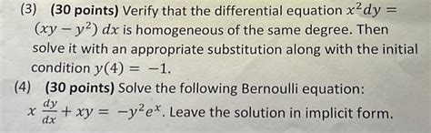 solved 3 30 points verify that the differential equation