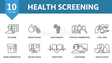 Health Screening Outline Icons Set Creative Icons Eye Exam Blood