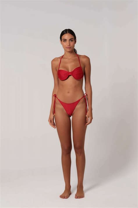 Daisy Red Lace Up Bikini For Summer Vibes Mabi
