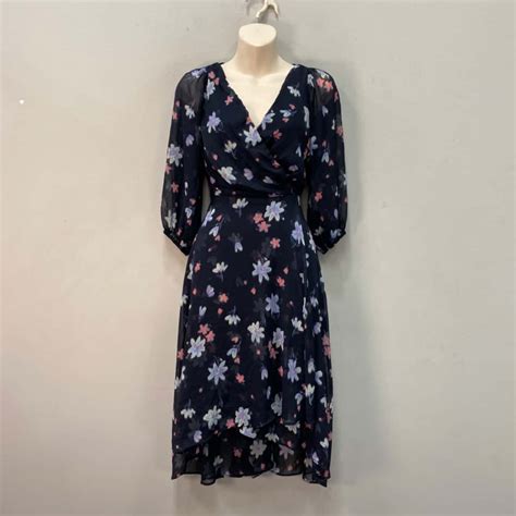 Dkny Womens Size 8 Midi Dress Blue Floral S