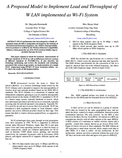 Pdf A Proposed Model To Implement Load And Throughput Of Wlan