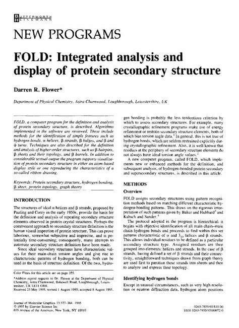Pdf Fold Integrated Analysis And Display Of Protein Secondary Structure Dokumentips