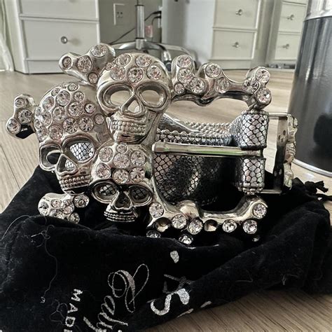 Bb Belt Skull Belt Size 34 Slightly Worn With Depop