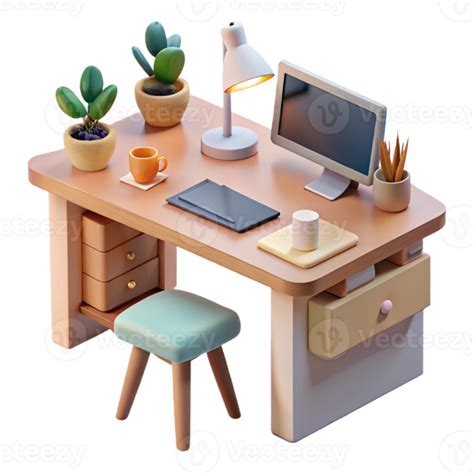 Extraordinary Classic Modern Minimalist Desk Setup Isolated Premium