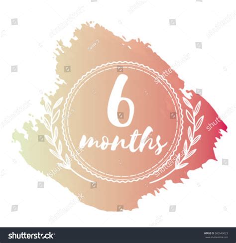 Six Months Vintage Watercolors Sticker Stock Vector Royalty Free