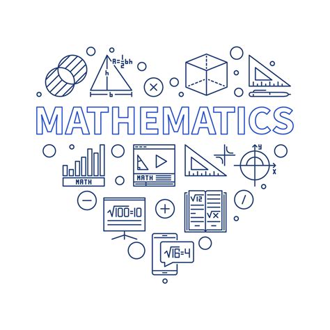 Mathematics Vector Outline Minimal Heart Shaped Banner Math Science