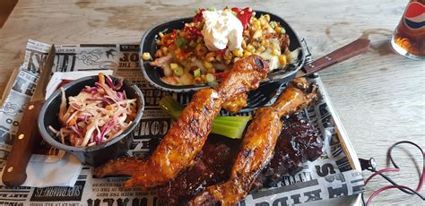 I Ate Large Hot Wings Bbq Ribs Coleslaw And Pulled Pork Loaded