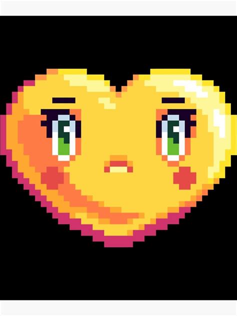 Heart Shaped Pixel Embarrassed Face Emoji Photographic Print For