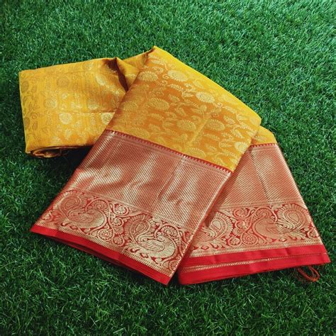 Weaving Wedding Wear Mustard Yellow Kanchipuram Pure Pattu Silk Saree