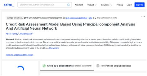 Credit Risk Assessment Model Based Using Principal Component Analysis