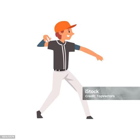 야구 선수 던지는 공 소프트볼 선수 성격 유니폼 벡터 일러스트 레이 션 던지기에 대한 스톡 벡터 아트 및 기타 이미지 던지기 길이 남자 Istock