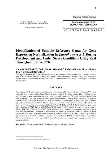 Pdf Identification Of Suitable Reference Genes For Gene Expression
