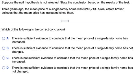 Solved Suppose The Null Hypothesis Is Not Rejected State Chegg
