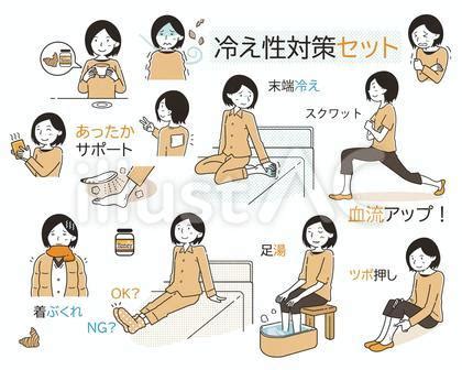 冷え性対策セット1イラスト No 22303900｜無料イラスト・フリー素材なら「イラストac」