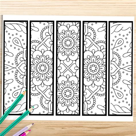 Printable Mandala Coloring Bookmarks Set Of 30 Pdf Etsy