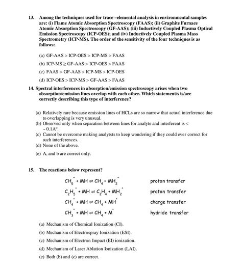 Solved 13 Among The Techniques Used For Trace Elemental