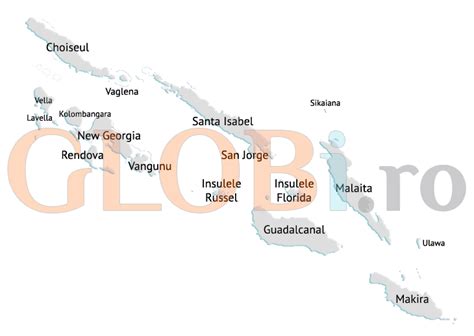 Hartă Insulele Solomon Globi