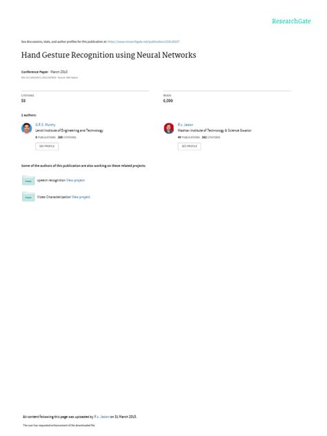 Hand Gesture Recognition Using Neural Networks Pdf