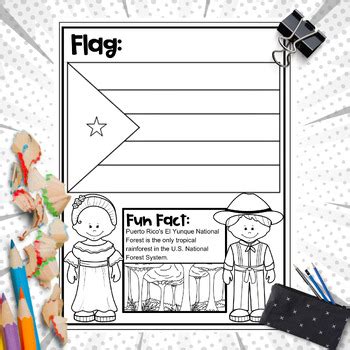 Puerto Rico Symbols Coloring Pages Puerto Rico Country Study Tpt