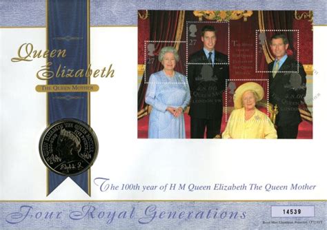 2000 Queen Mothers 100th Birthday Coin Cover With £5 Coin Cat Value £24