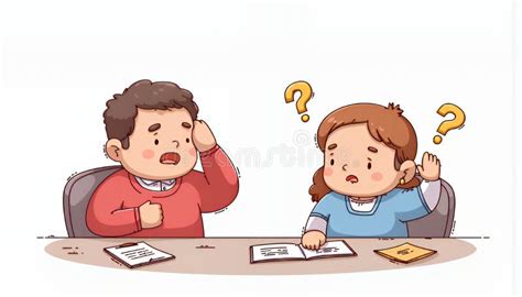 Confused Chibi Characters Reviewing Documents A Pastel Colored