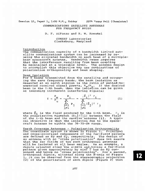 Communications Satellite Antennas For Frequency Reuse Ieee Conference
