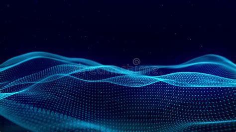 Dynamic Wave Of Glowing Particles Abstract Digital Background Data Flow Information Concept