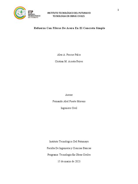 Propuesta Monografia Refuerzo Con Fibras De Acero En El Concreto Simple