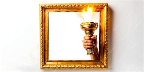 3d Border Frame With Glowing Raised Fist Torch Symbolizing Activism For