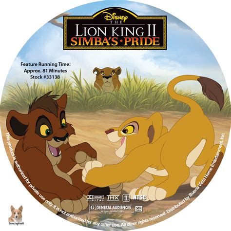 The Lion King Ii Simbas Pride Dvd Labels 1998 R1 Custom