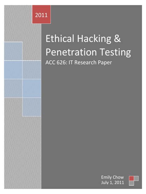 Acc626 Ethical Hacking And Penetrationtesting E Chow Pdf Security