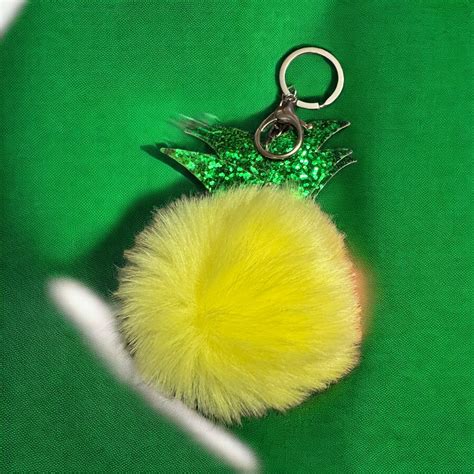 Pineapple Puff Ball Keychain Cuddly Critter Creations