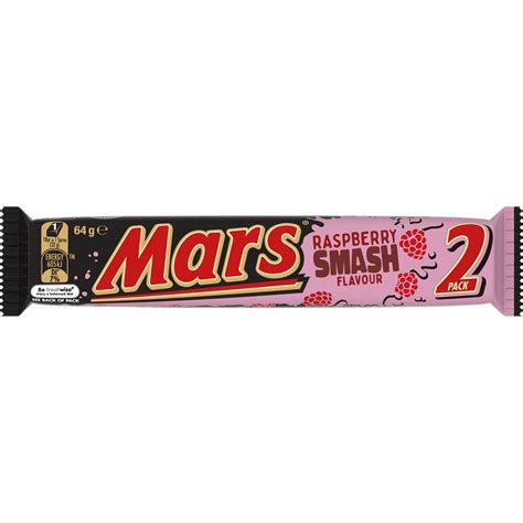 Mars Raspberry Smash Flavour Chocolate Bar 2 Pack 64g Mars