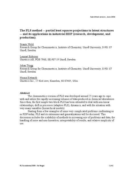 The Pls Method Partial Least Squares Projections To Latent Structures