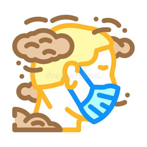 Person Wearing Face Mask Dirty Air Pollution Color Icon Vector