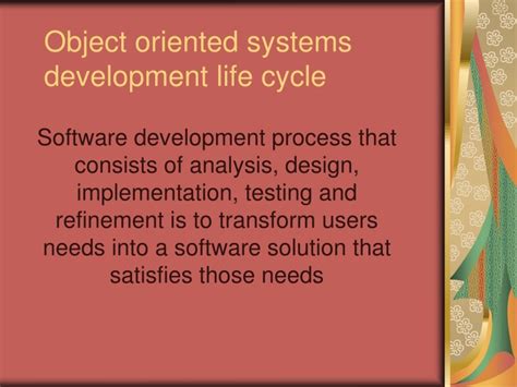 Ppt Object Oriented Systems Development Life Cycle Powerpoint