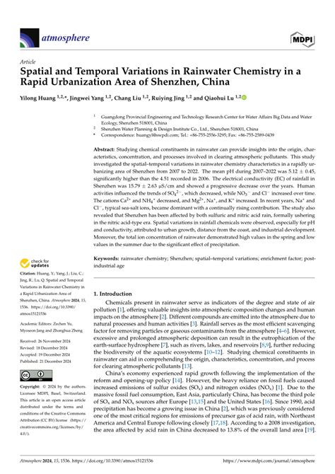 Pdf Spatial And Temporal Variations In Rainwater Chemistry In A Rapid