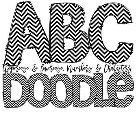 Doodle Letters Png Zig Zag Alphabet Set Chevron Letters Etsy