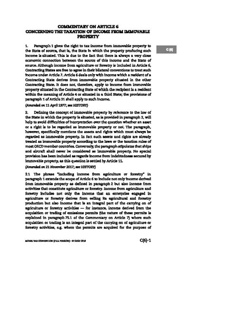 Oecd Model Commentary On Article 6 Taxation Of Immovable Property