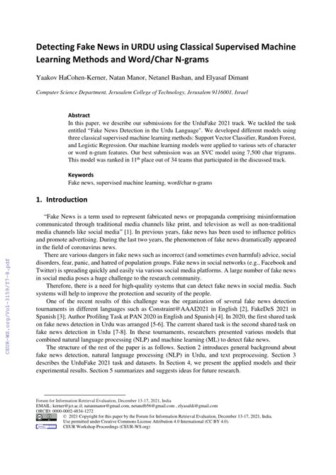 pdf detecting fake news in urdu using classical supervised machine
