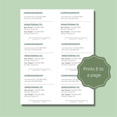 Relief Society Ministering Assignment Printable Card Editable Canva