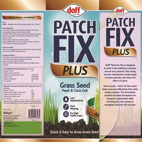 Doff Patch Fix Plus Grass Seed Feed And Coco Coir Dressing 800g Sealants And Tools Direct
