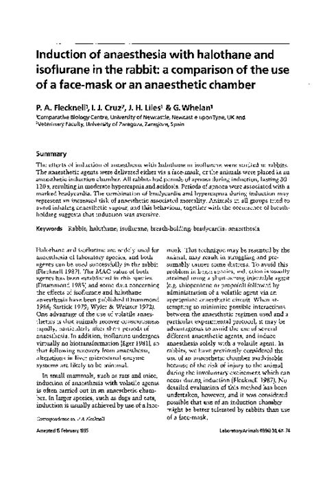 Pdf Induction Of Anaesthesia With Halothane And Isoflurane In The
