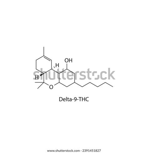 Delta 9 Thc Molecular Structure Skeletal Formula Diagram Stock Vector
