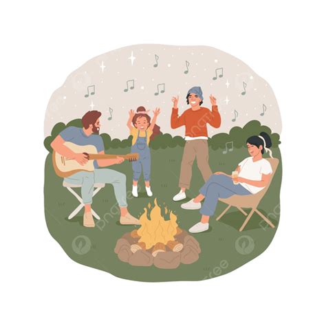 Guitar Campfire Songs Isolated Cartoon Vector Illustration Guitar