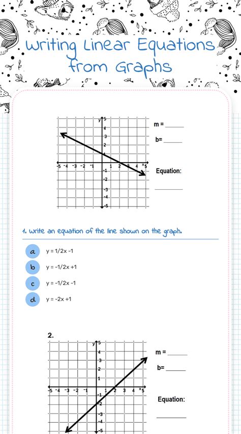 Writing Equations From Graphs Worksheet E